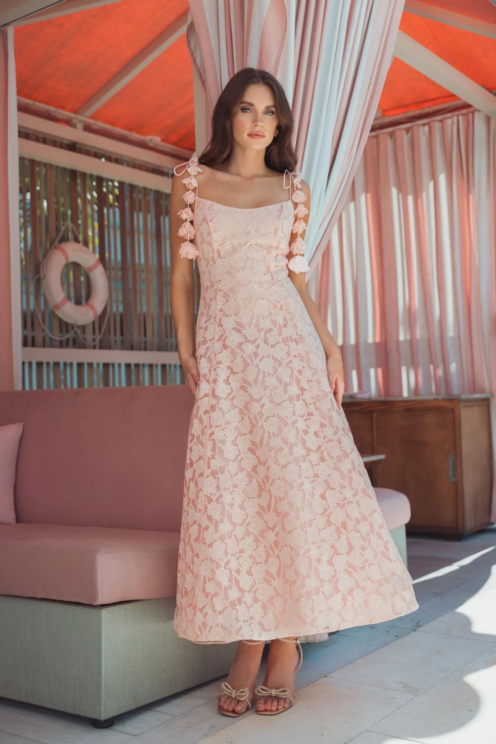 MAC DUGGAL Floral A-Line Midi Dress
